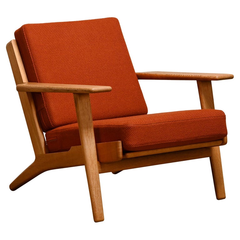 Hans J. Wegner GE290 Easy Chair in Brown Ochre Fabric for GETAMA For Sale at 1stDibs