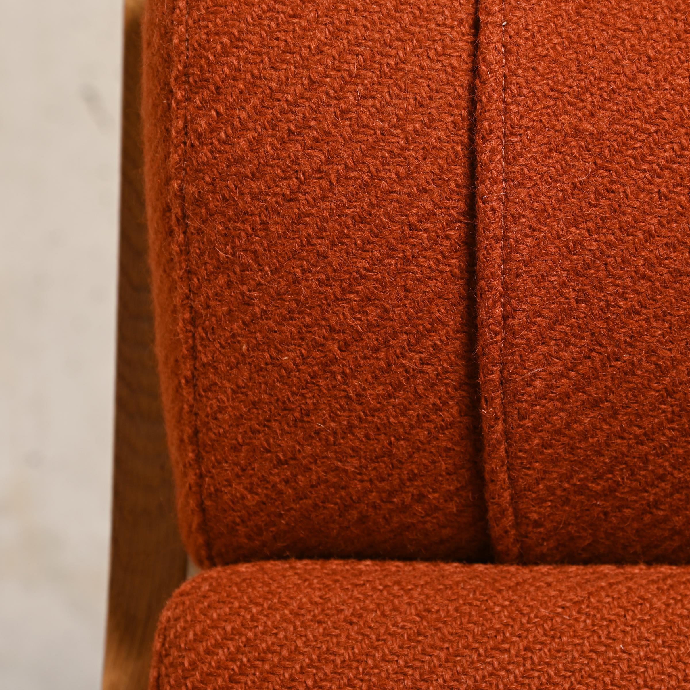 Hans J. Wegner Ge290a Lounge Chair in Brown Ochre Fabric for GETAMA at 1stDibs