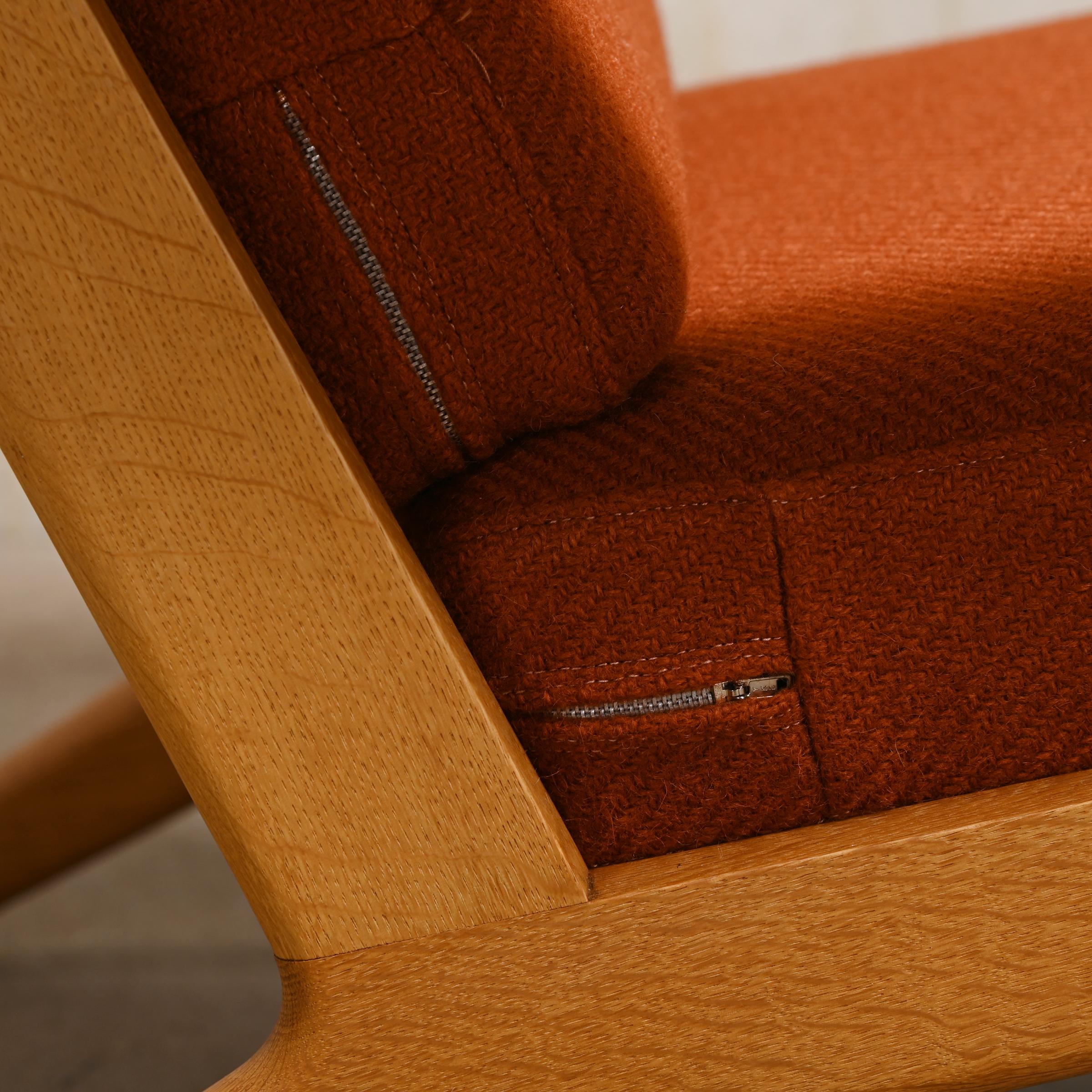 Hans J. Wegner Ge290a Lounge Chair in Brown Ochre Fabric for GETAMA at 1stDibs