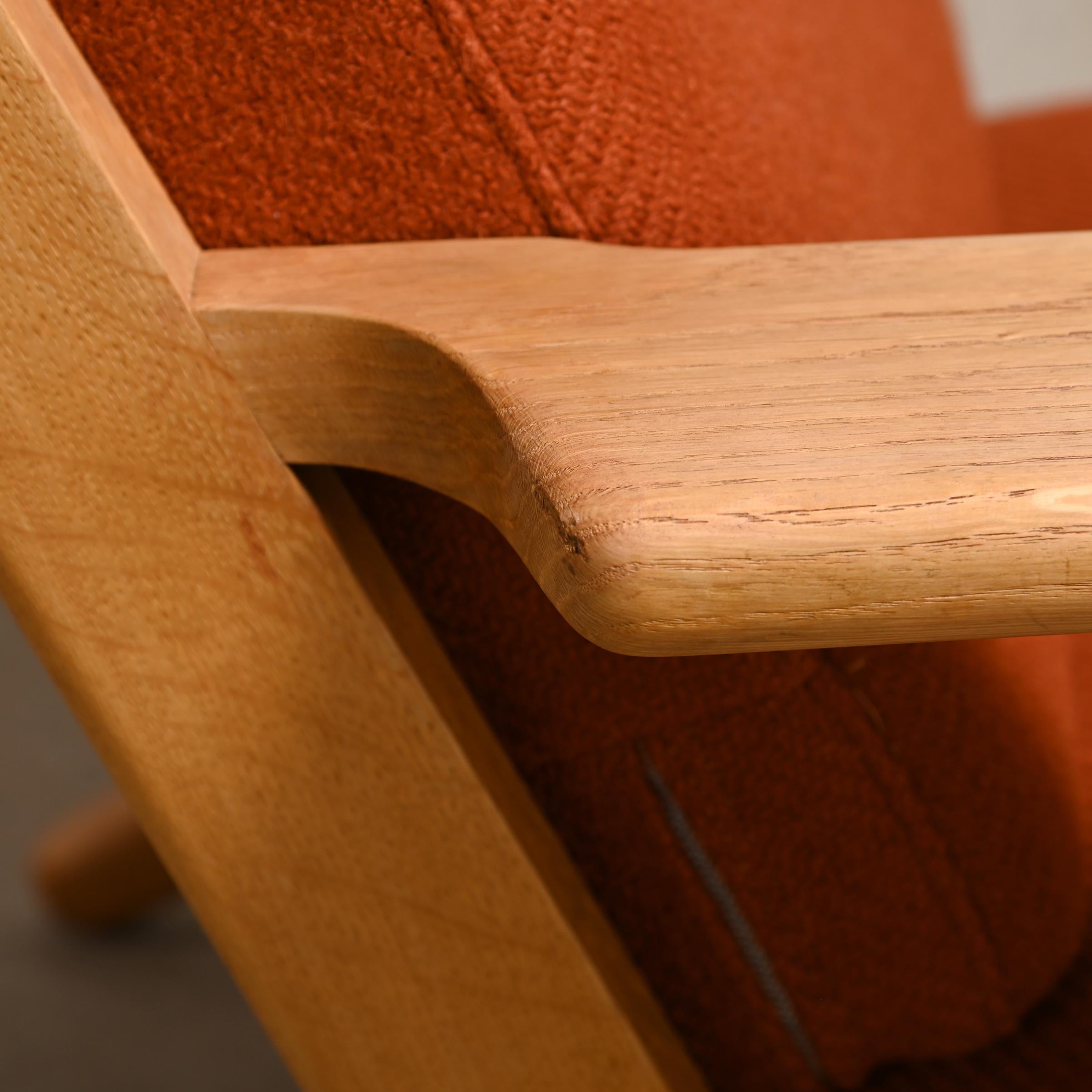 Hans J. Wegner Ge290a Lounge Chair in Brown Ochre Fabric for GETAMA at 1stDibs