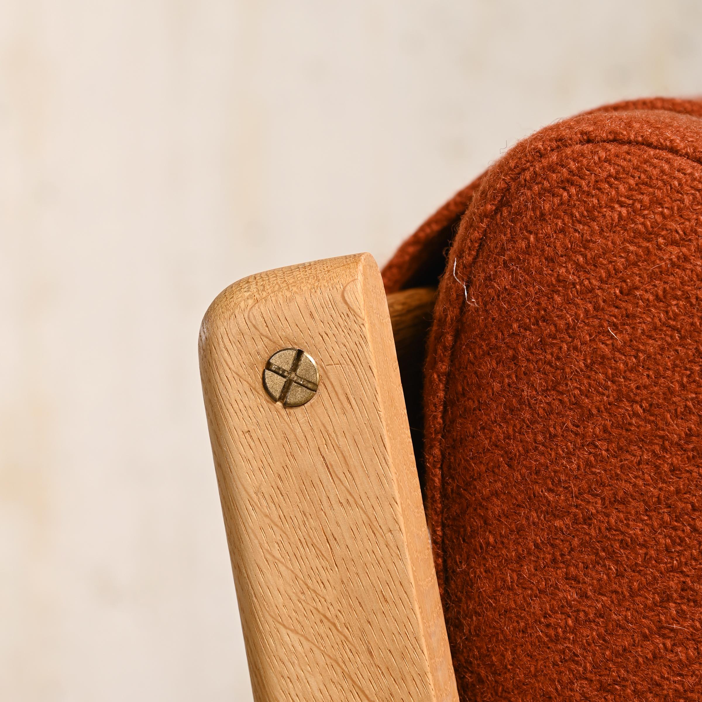 Hans J. Wegner Ge290a Lounge Chair in Brown Ochre Fabric for GETAMA at 1stDibs