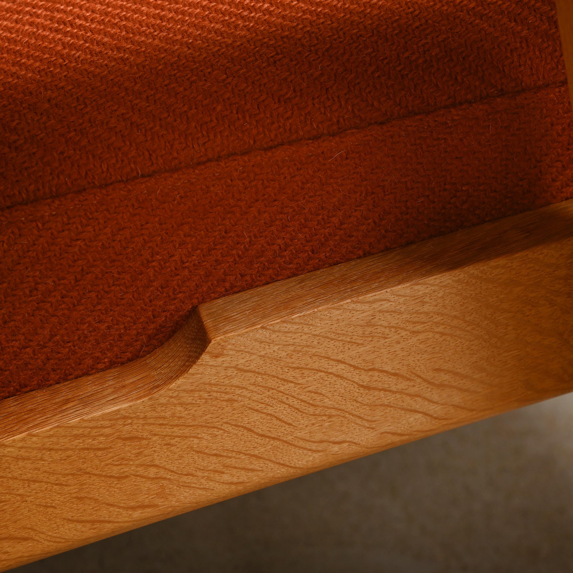 Hans J. Wegner Ge290a Lounge Chair in Brown Ochre Fabric for GETAMA at 1stDibs