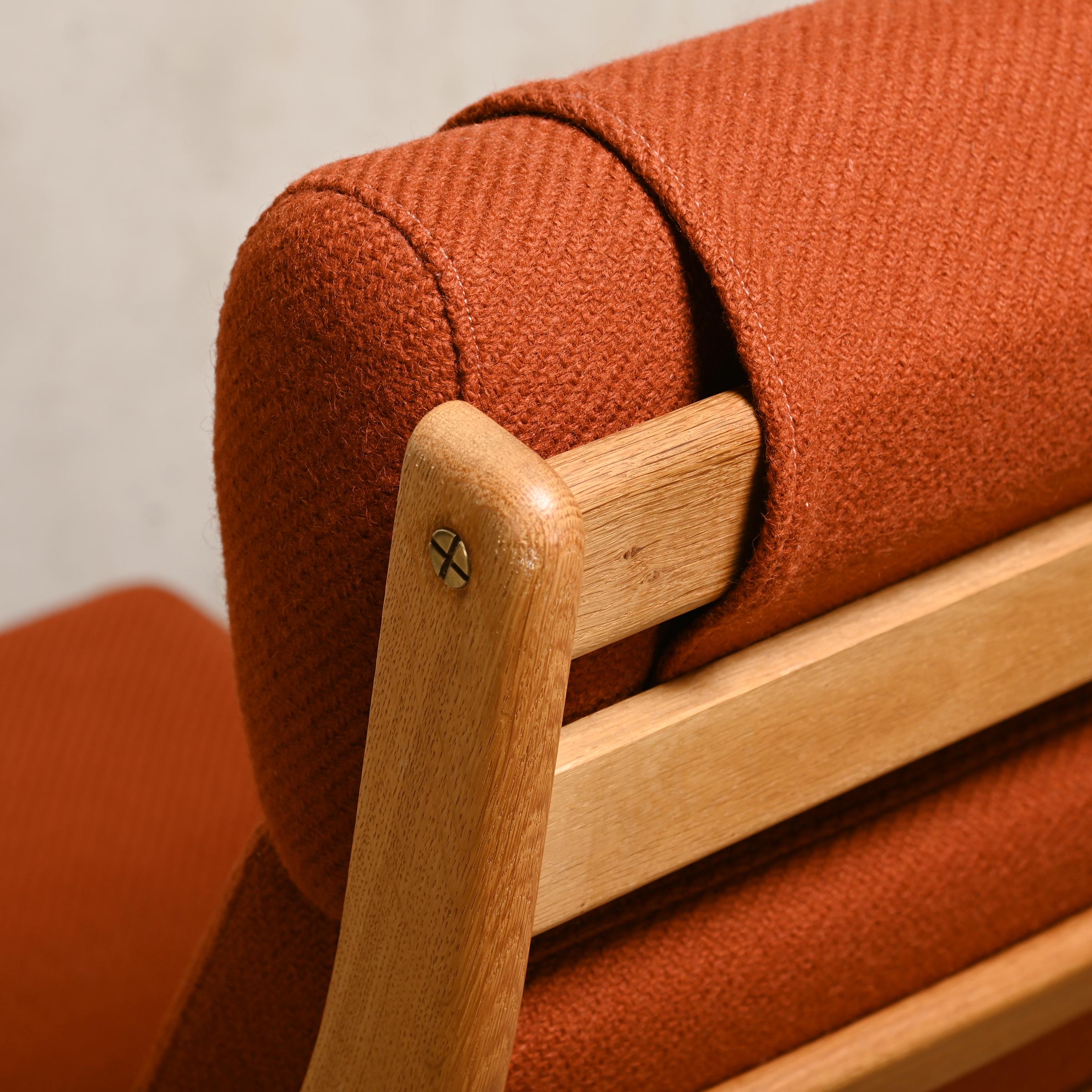 Hans J. Wegner Ge290a Lounge Chair in Brown Ochre Fabric for GETAMA at 1stDibs