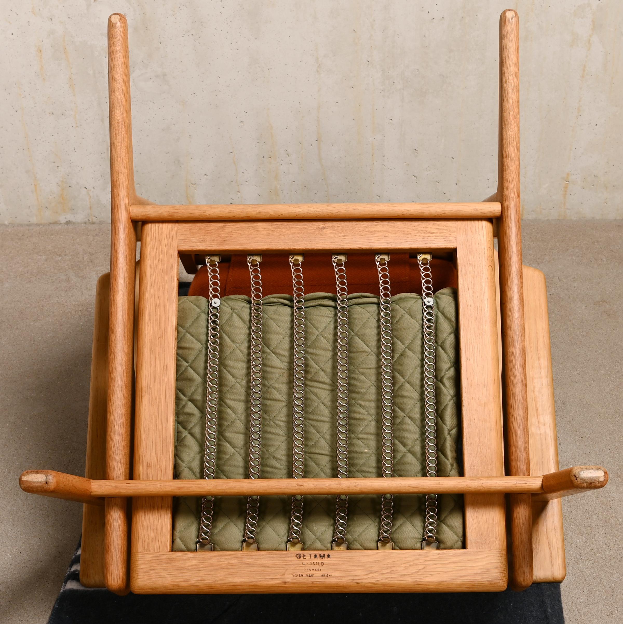 Hans J. Wegner Ge290a Lounge Chair in Brown Ochre Fabric for GETAMA at 1stDibs