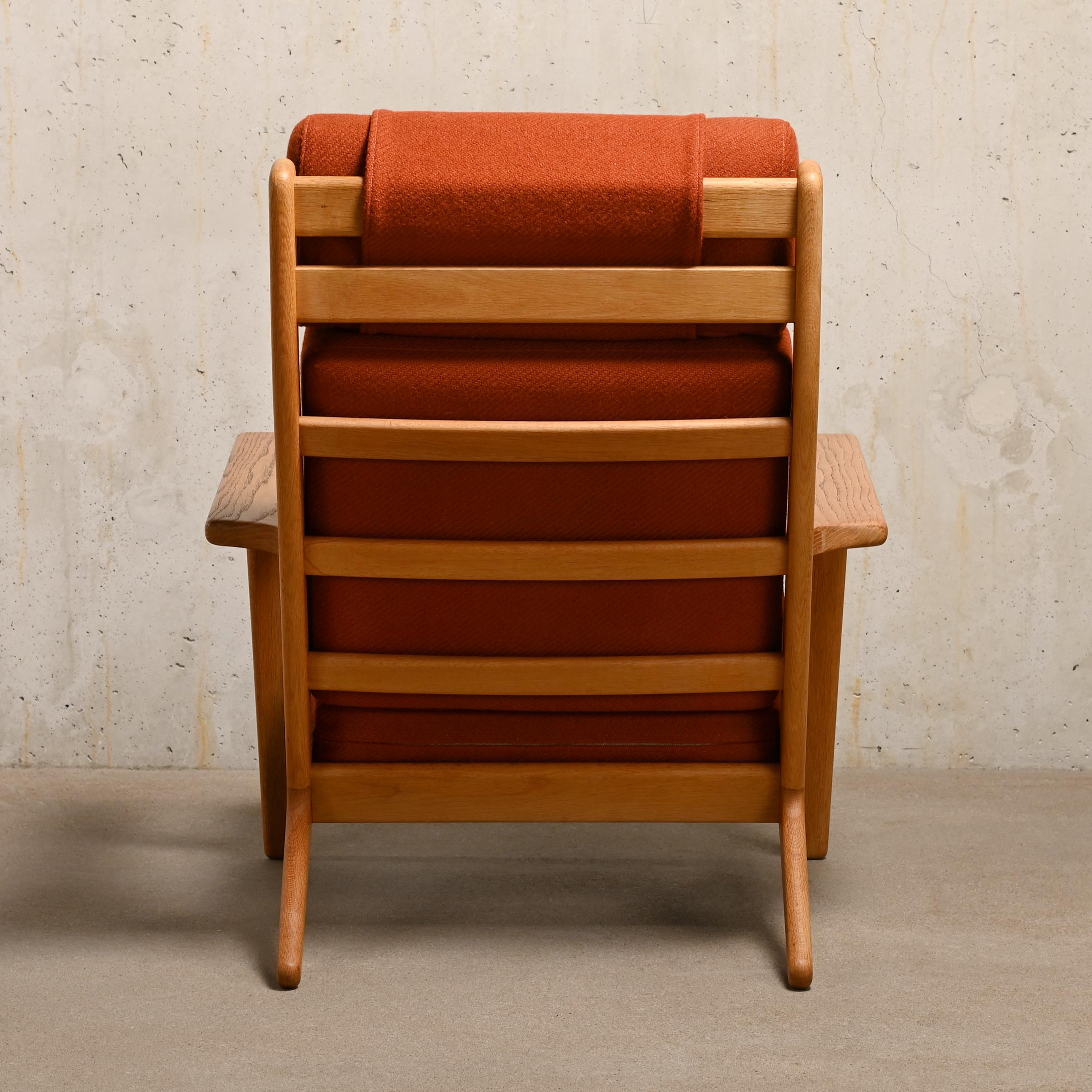 Hans J. Wegner Ge290a Lounge Chair in Brown Ochre Fabric for GETAMA at 1stDibs