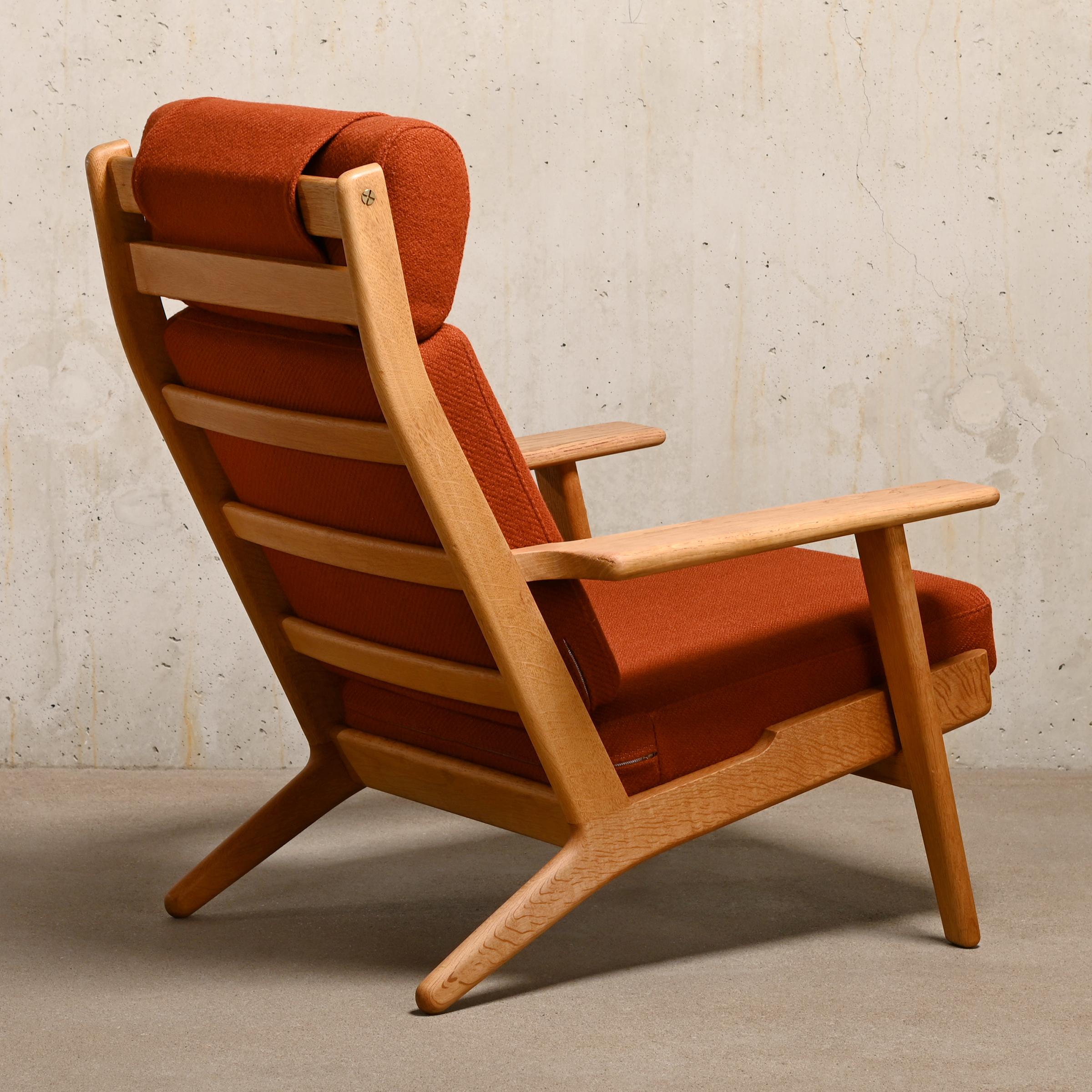 Hans J. Wegner Ge290a Lounge Chair in Brown Ochre Fabric for GETAMA at 1stDibs
