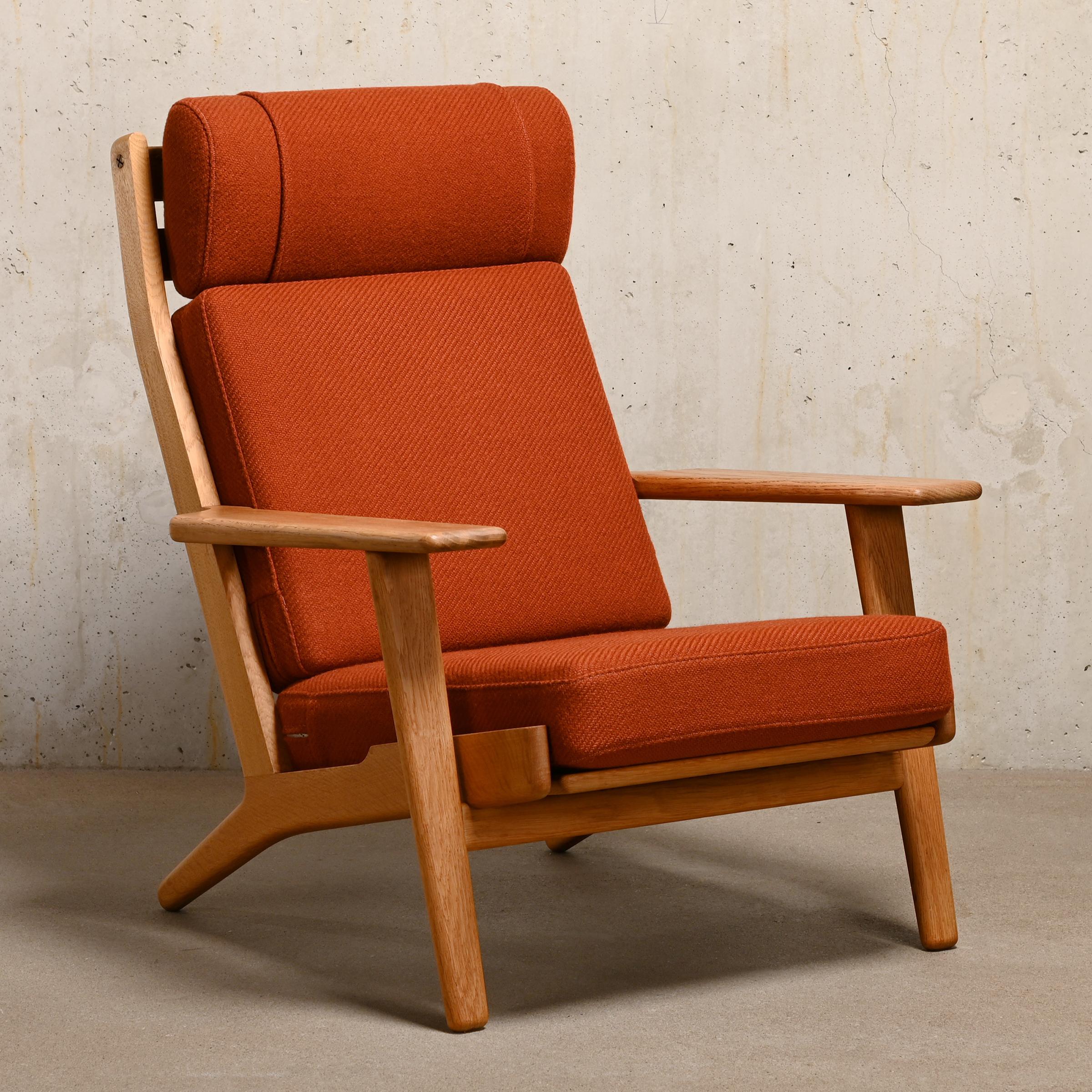 Hans J. Wegner Ge290a Lounge Chair in Brown Ochre Fabric for GETAMA at 1stDibs