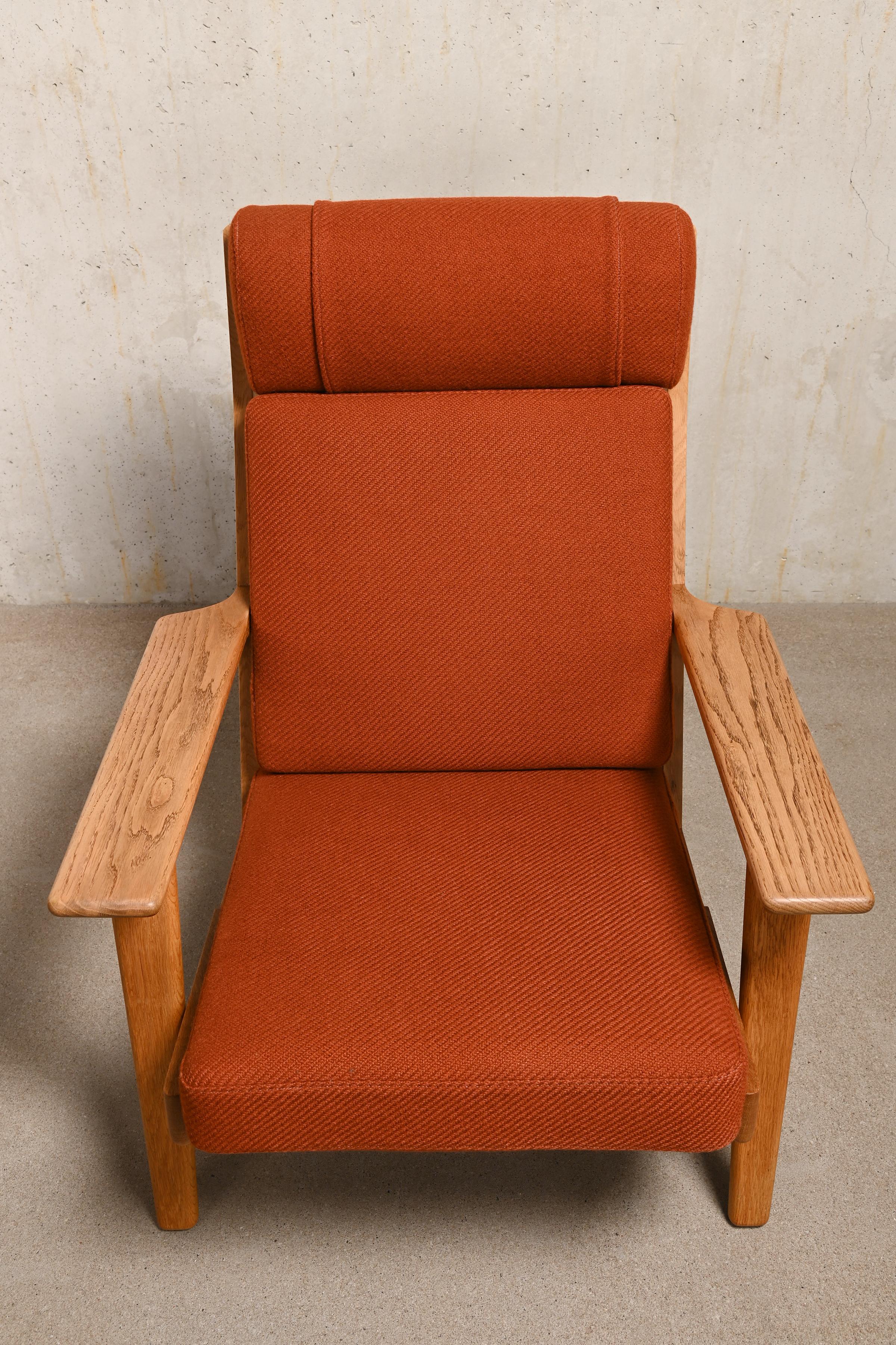 Hans J. Wegner Ge290a Lounge Chair in Brown Ochre Fabric for GETAMA at 1stDibs