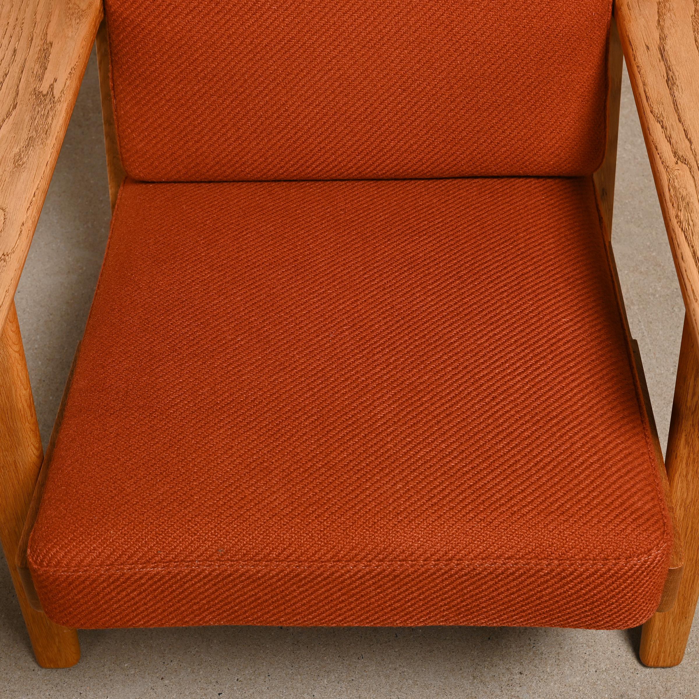Hans J. Wegner Ge290a Lounge Chair in Brown Ochre Fabric for GETAMA at 1stDibs