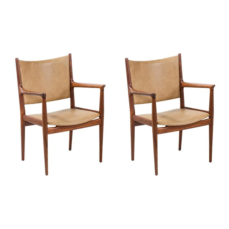 Hans J. Wegner JH-509 Walnut and LeathHans J. Weger Arm Chairs for ...