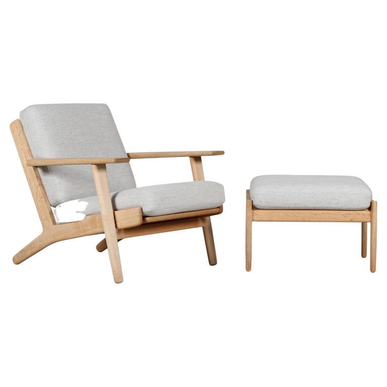Hans J. Wegner Low Lounge Chair GE 290 + Stool of Oak and Wool by ...