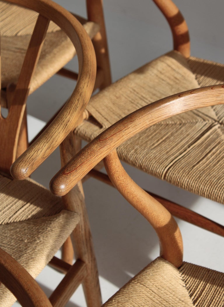 Hans J. Wegner Set of 6 Early Stamped Carl Hansen and Sons Wishbone Chairs, 1950s For Sale at ...
