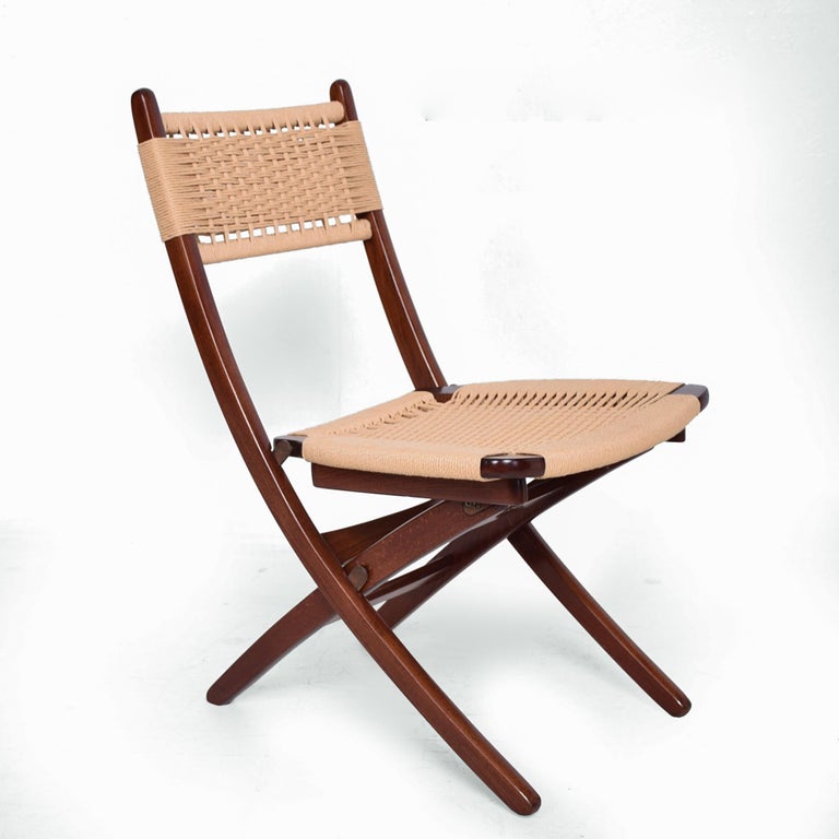 Clever Folding Chair Woven Rope Cord Solid Wood 1960s Danish Modern For ...