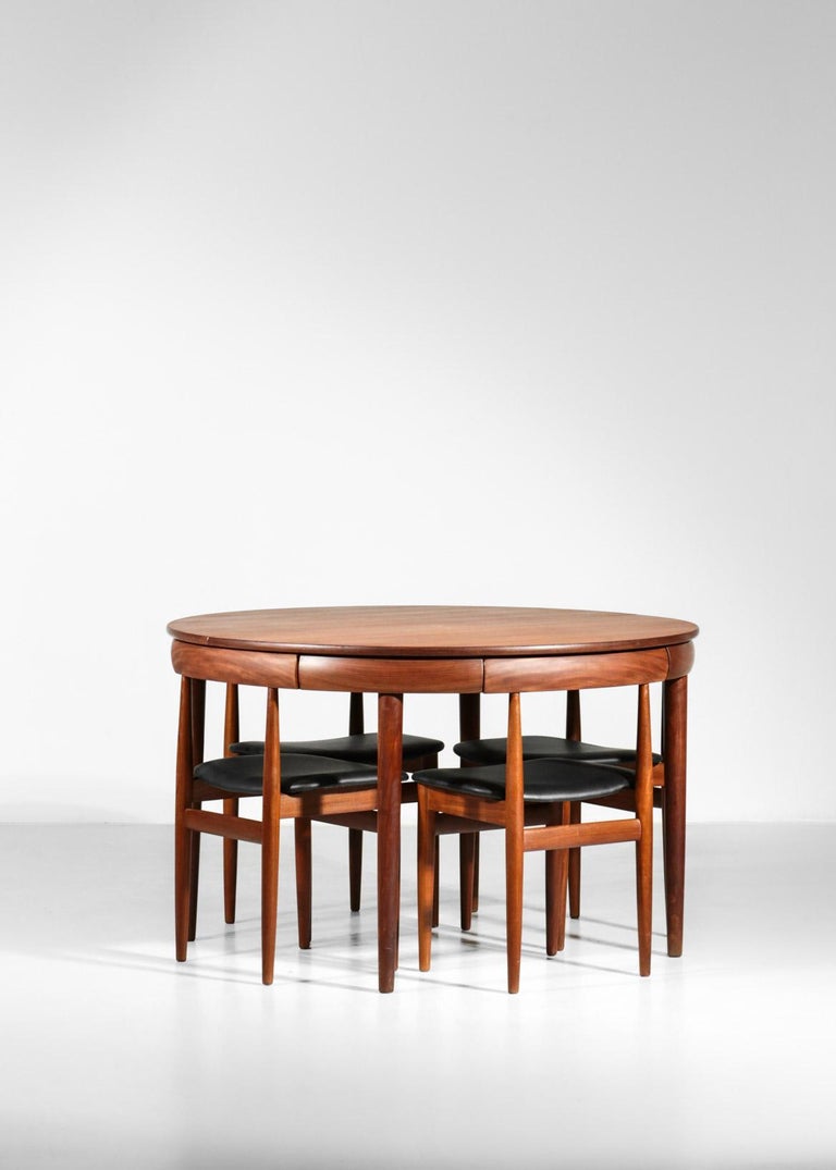 Hans Olsen Dining Table Set in Teak, Danish Design at 1stDibs