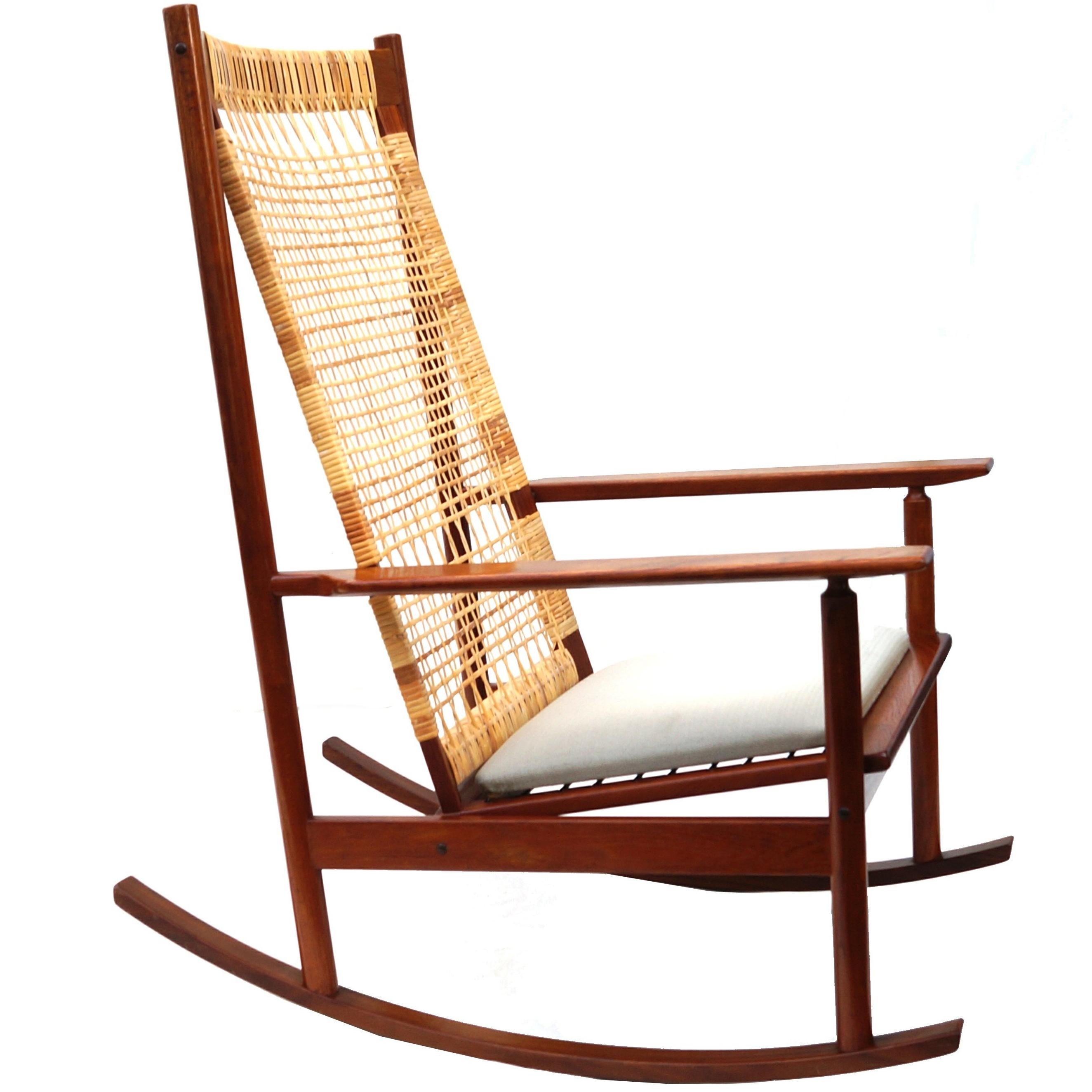 Hans Olsen for Juul Kristiansen Rocker High Back Rocking Chair at 1stDibs