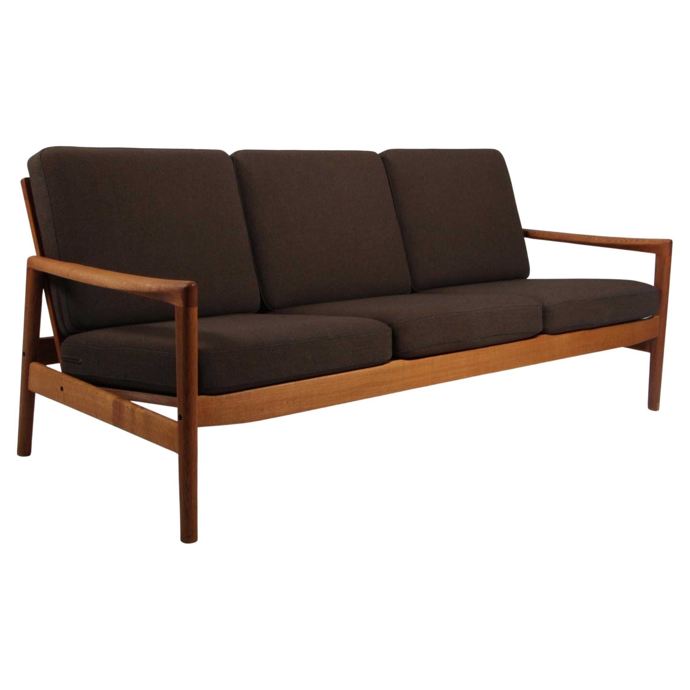 Danish Mid-Century Modern Hans Olsen Black Leather Sofa at 1stDibs