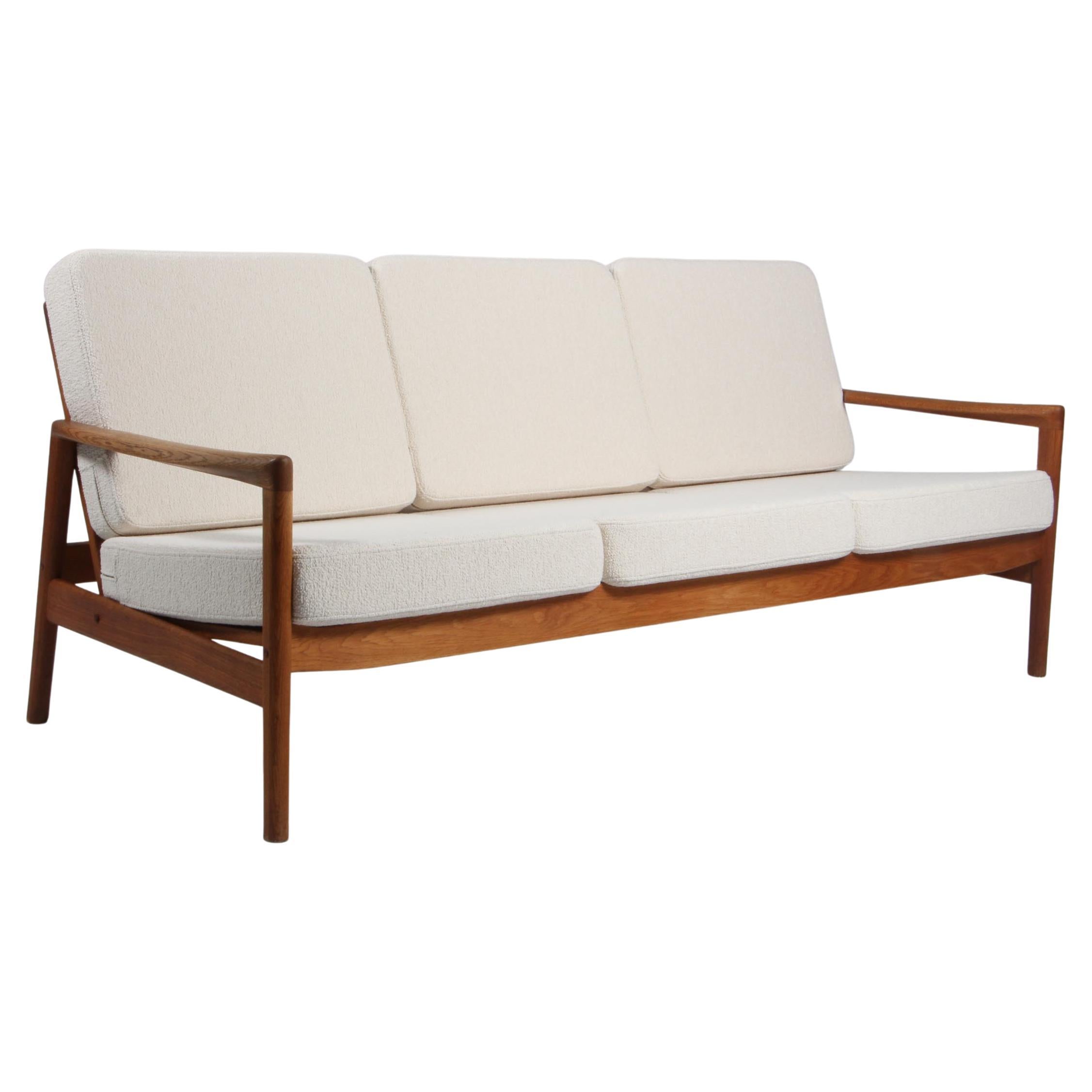 Danish Hans Olsen Rosewood Leather Sofa at 1stDibs