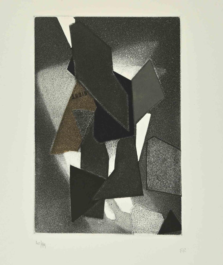 Hans Richter - Abstract Composition in Black - Etching and Collage by Hans Richter - 1970 For ...