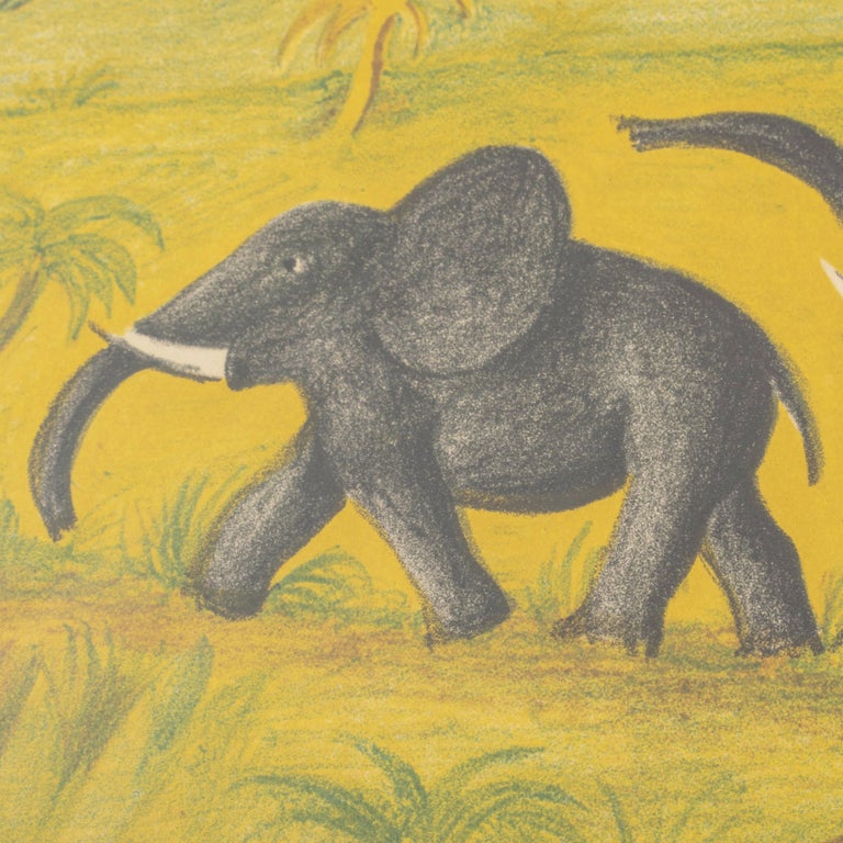 Hans Scherfig "Elephants on the Savanna "Signed" Lithography For Sale ...