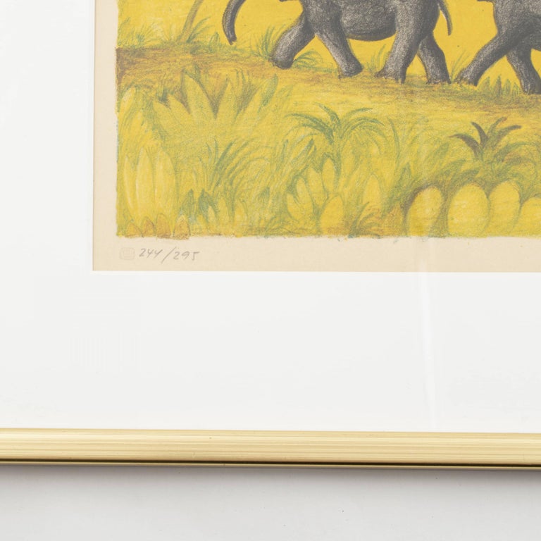 Hans Scherfig "Elephants on the Savanna "Signed" Lithography For Sale ...