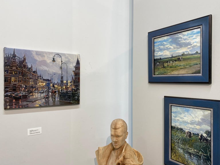 Hans Versfelt - Dutch City in the Rain - 21st Century City oilpainting ...