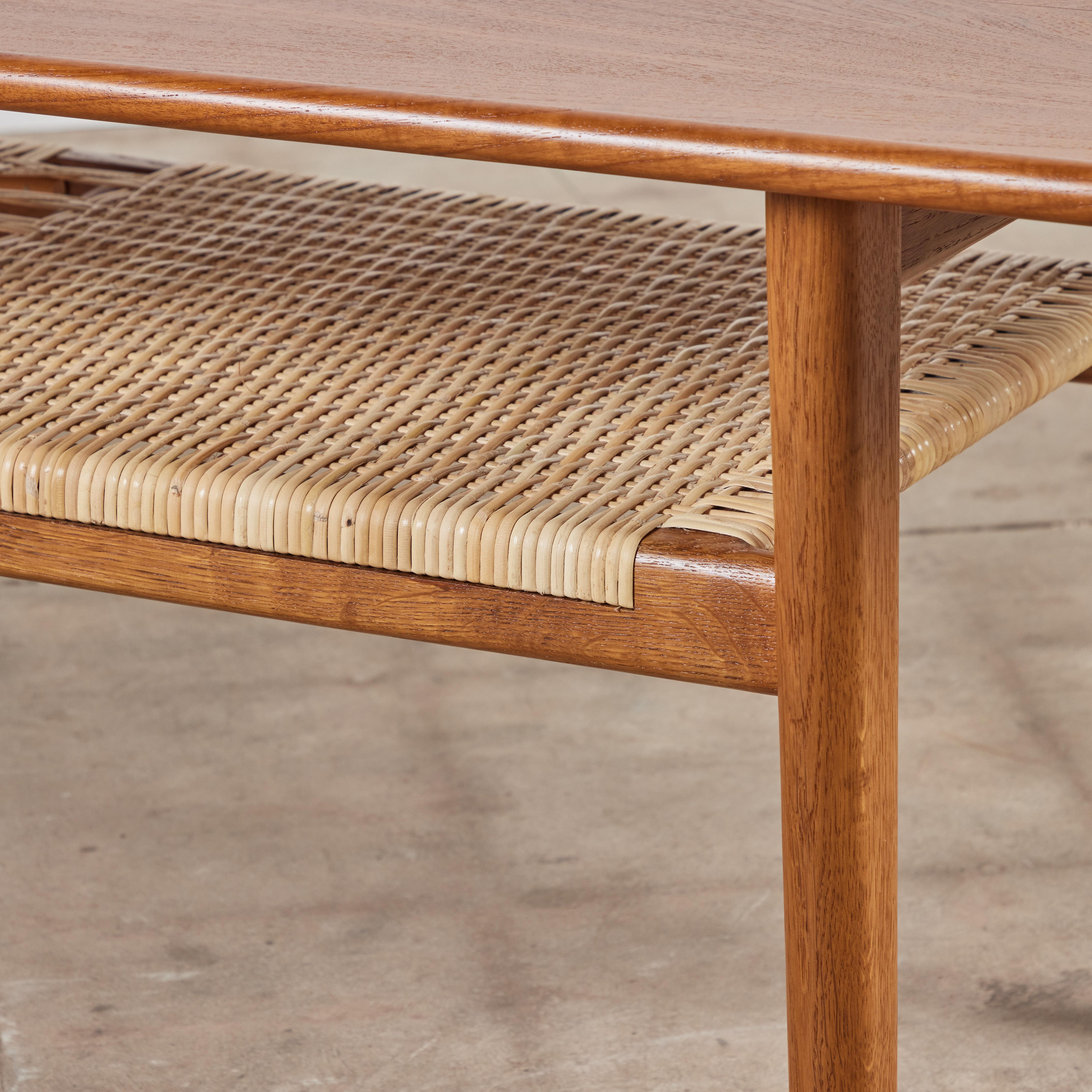 Hans Wegner AT-10 Coffee Table with Cane Shelf for Andreas Tuck For Sale at 1stDibs