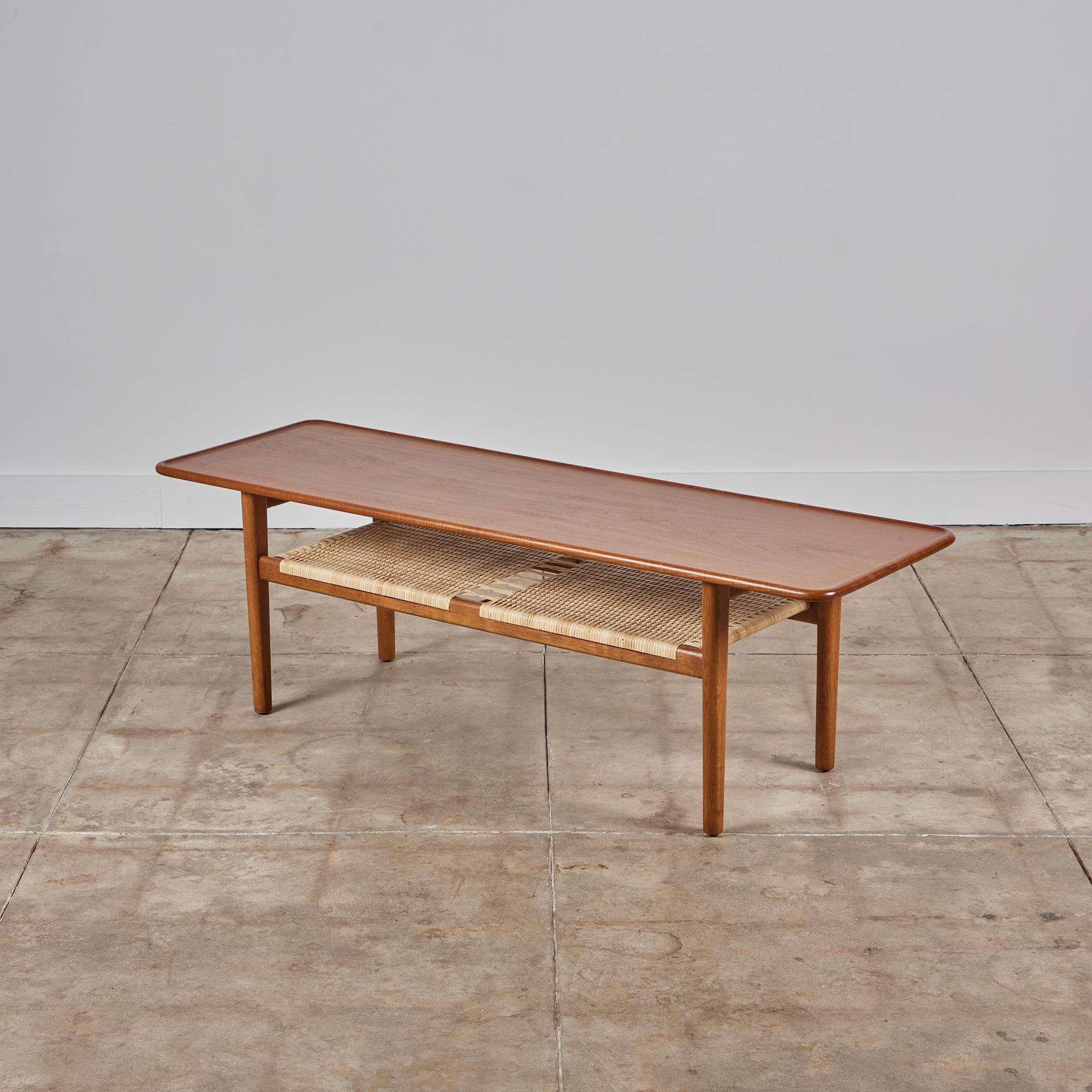 Hans Wegner AT-10 Coffee Table with Cane Shelf for Andreas Tuck For ...