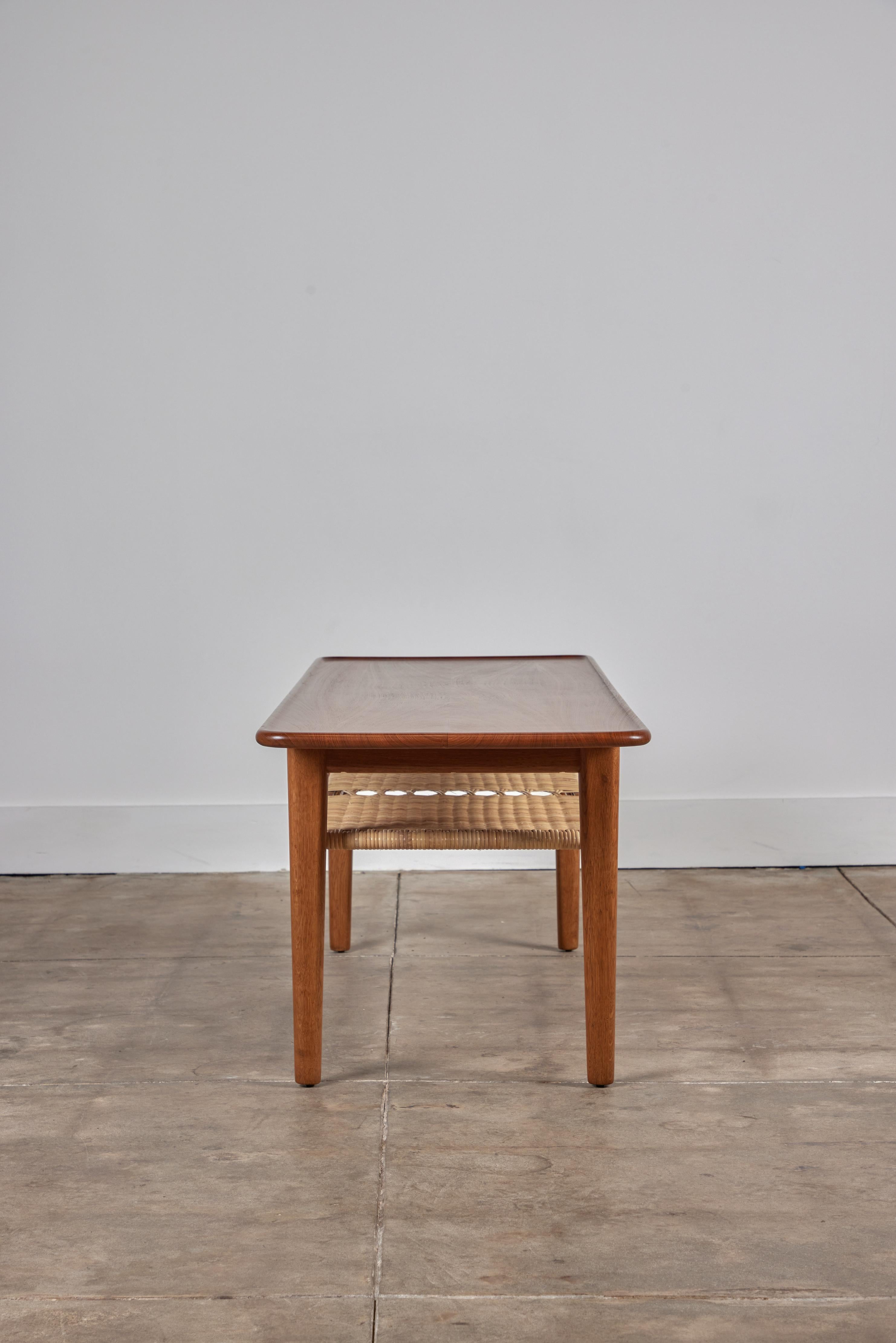 Hans Wegner AT-10 Coffee Table with Cane Shelf for Andreas Tuck For ...