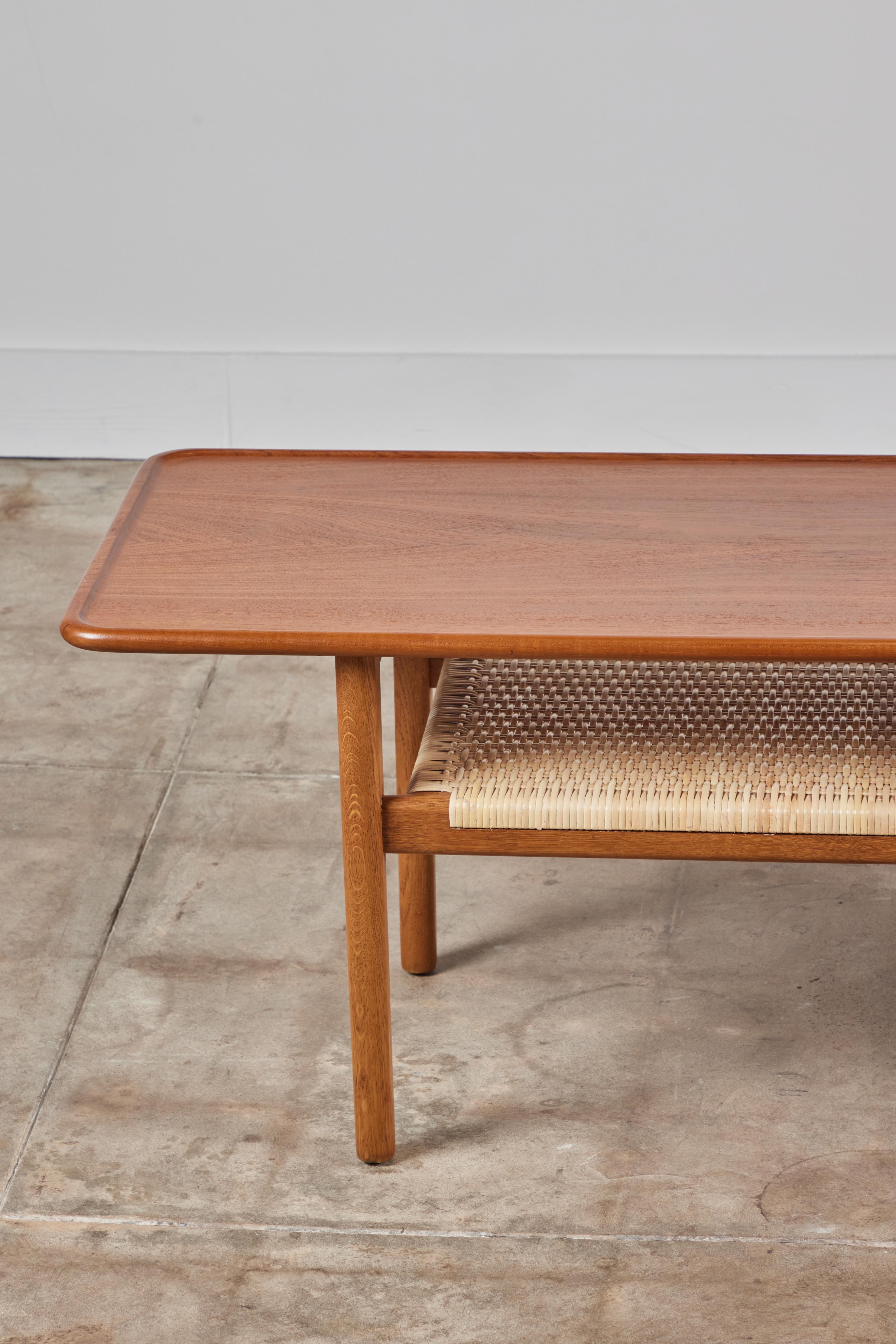 Hans Wegner AT-10 Coffee Table with Cane Shelf for Andreas Tuck For Sale at 1stDibs