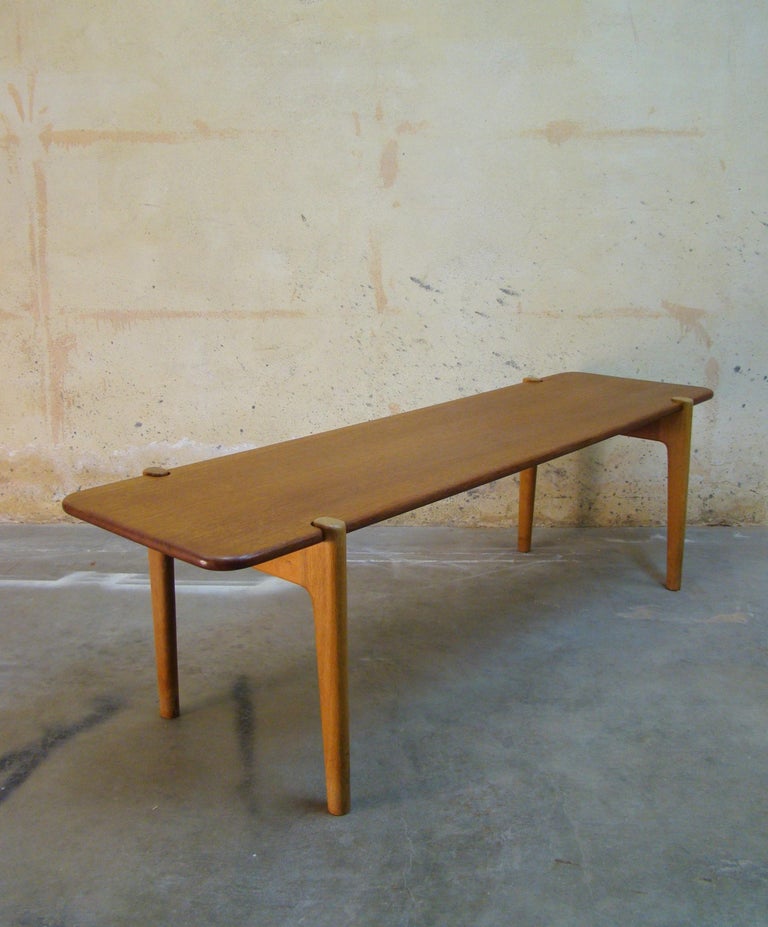Hans Wegner Bench Coffee Table in Oak with Teak Tabletop for Johannes ...