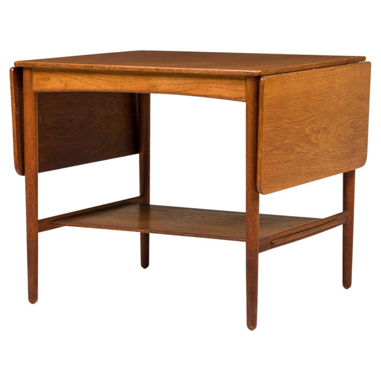 Hans Wegner for Andreas Tuck Danish Wooden Drop Leaf End / Side Table ...