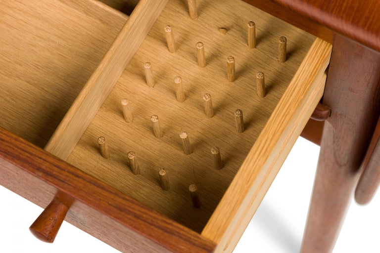 Hans Wegner for Andreas Tuck Mid-Century Teak Wood Drop Leaf Sewing ...