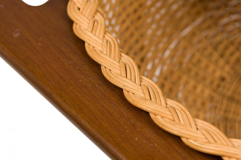 Hans Wegner for Andreas Tuck Teak Wood Drop Leaf Woven Basket Sewing ...