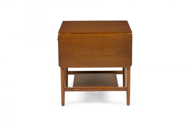 Hans Wegner for Andreas Tuck Teak Wood Drop Leaf Woven Basket Sewing ...