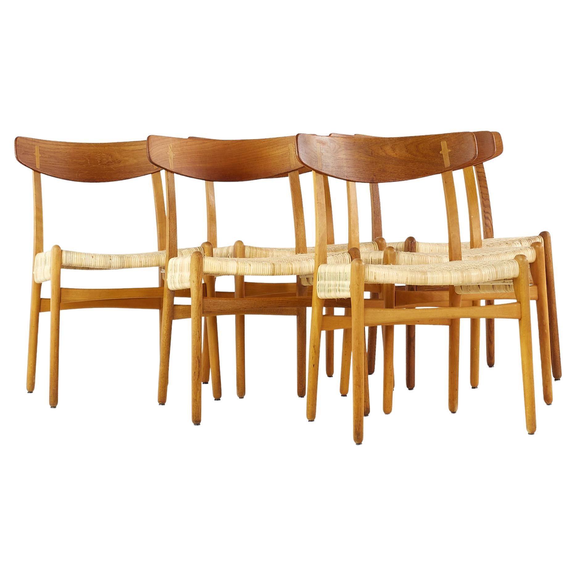 Six Oak and Leather CH30 Dining Chairs by Hans J Wegner for Carl hansen ...
