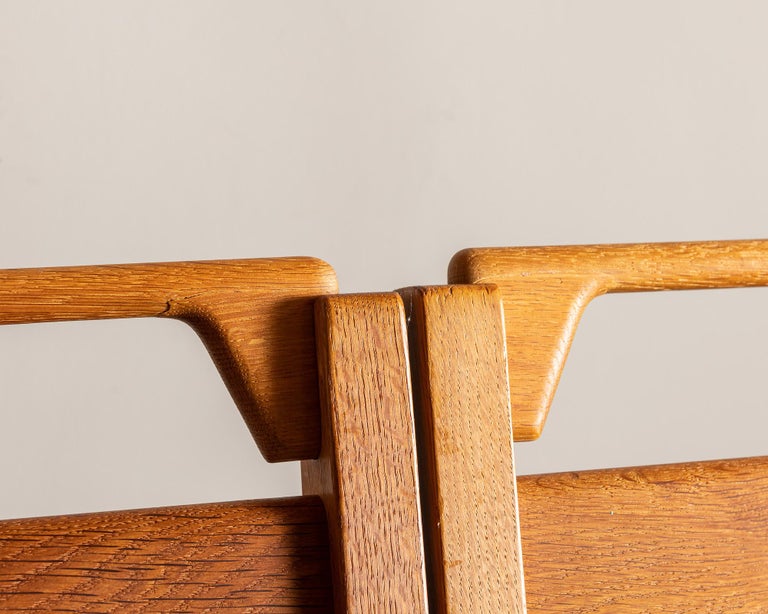 Hans Wegner GE 375 Three-Seat Sofa in Oak, Denmark, 1960s at 1stDibs