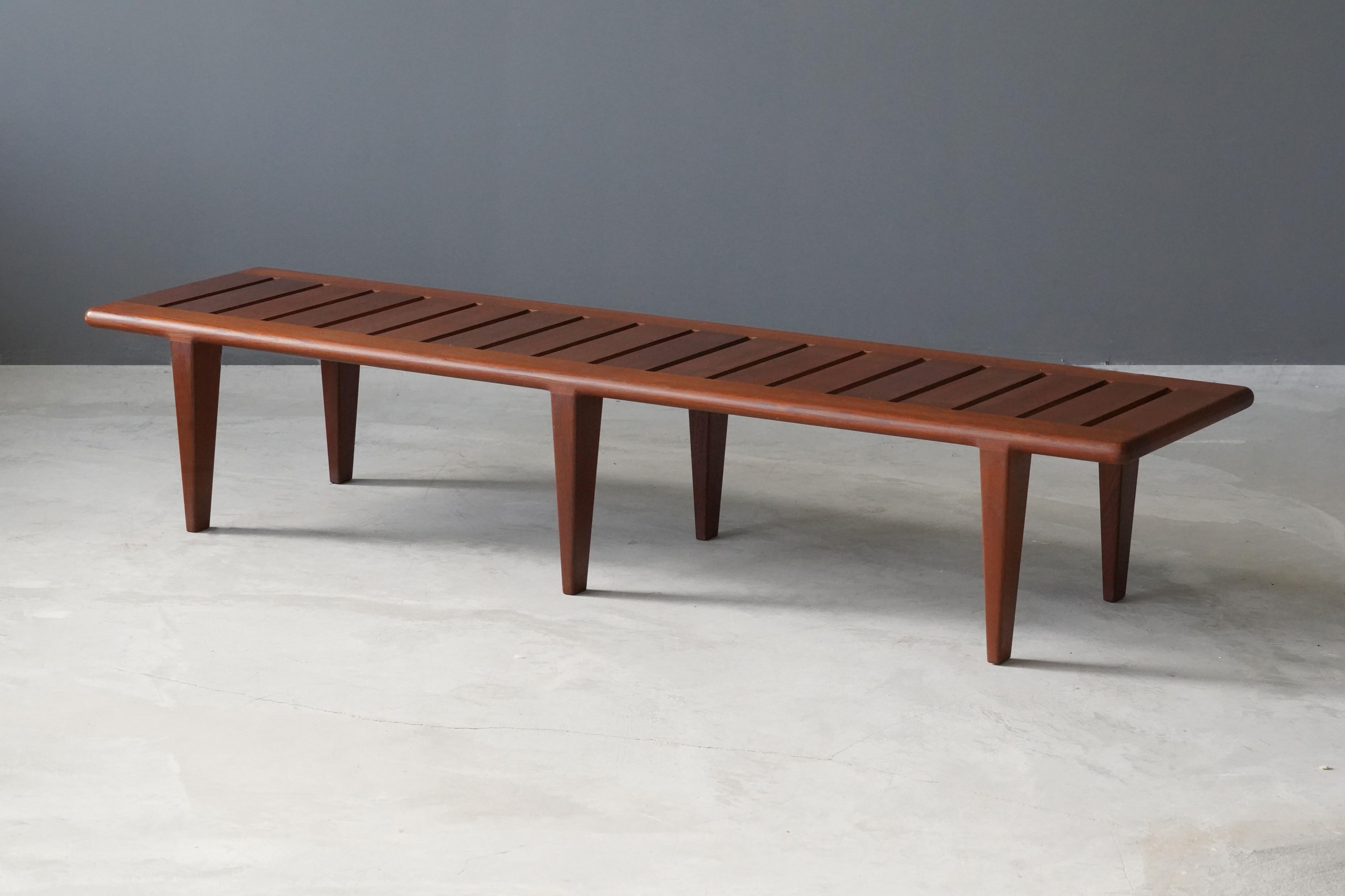Hans Wegner, Slated Bench, Solid Teak, Johannes Hansen, Denmark, 1950s ...