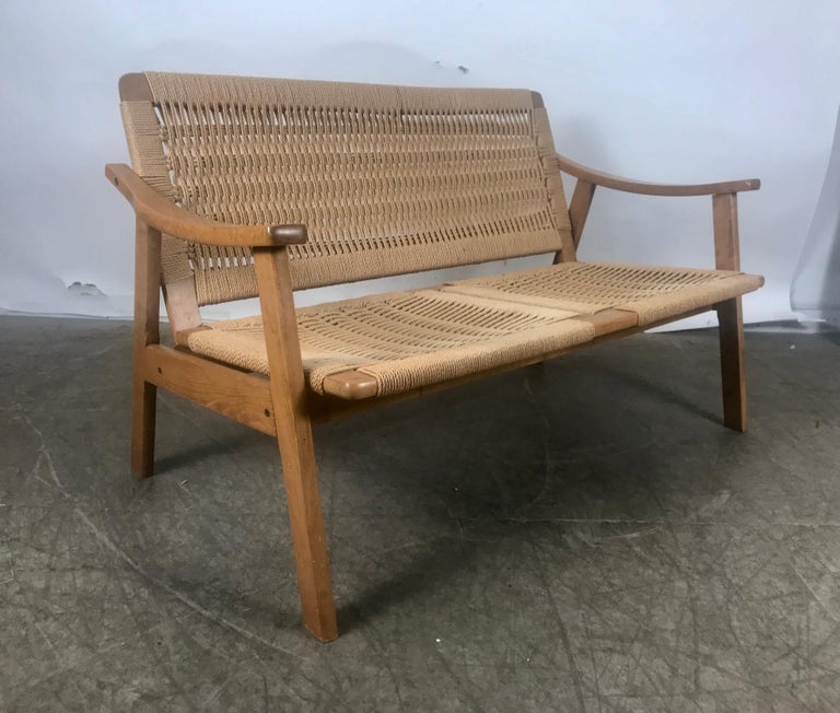 Teak and Rope Settee For Sale at 1stDibs