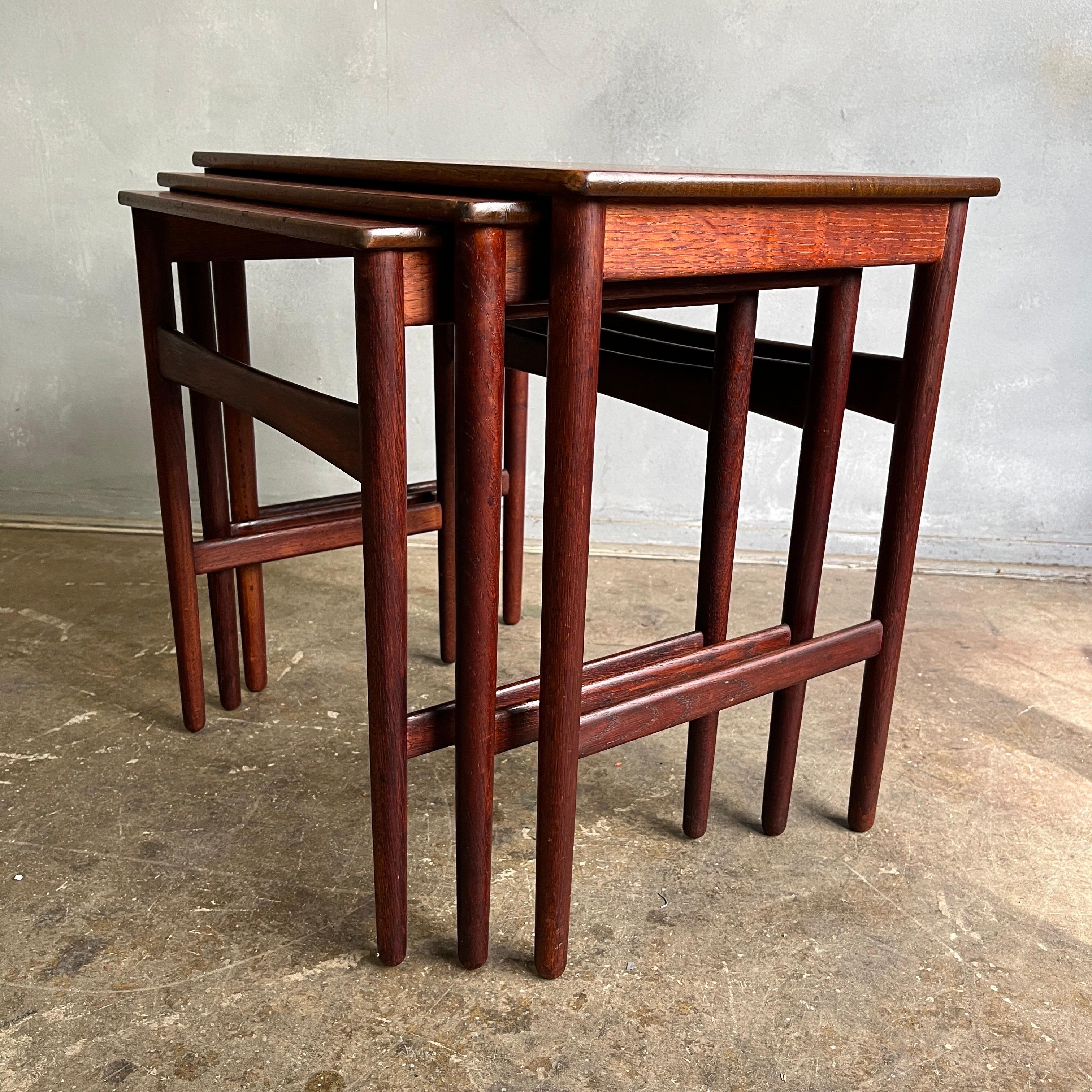 Hans Wegner Teak Nesting Tables Model AT-40 For Sale at 1stDibs