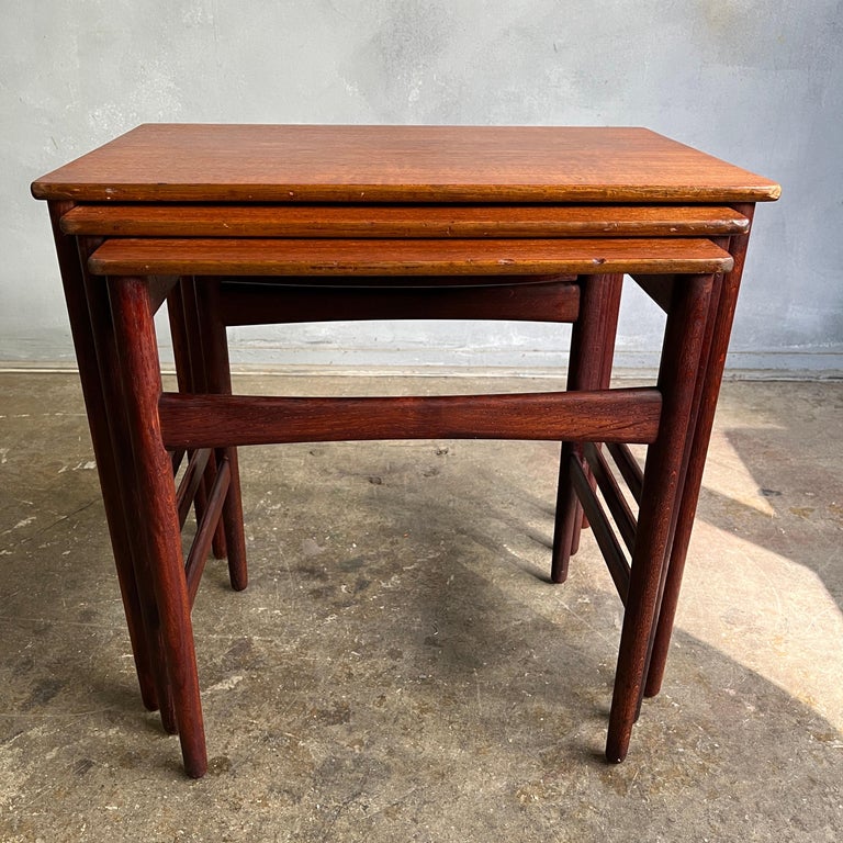 Hans Wegner Teak Nesting Tables Model AT-40 For Sale at 1stDibs