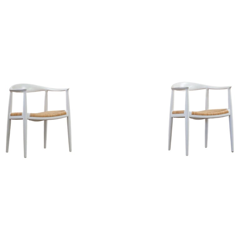 Hans Wegner White Round Chairs For Sale at 1stDibs