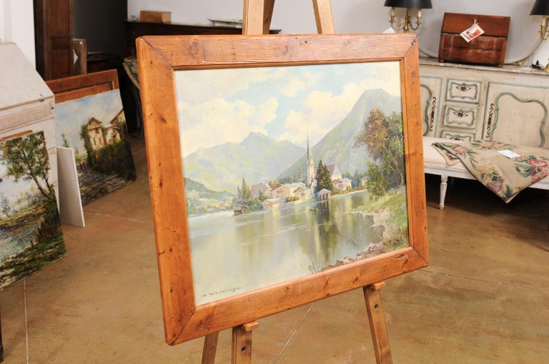 Hans Weidinger 1940s Oil Landscape Painting of Tegernsee in the ...