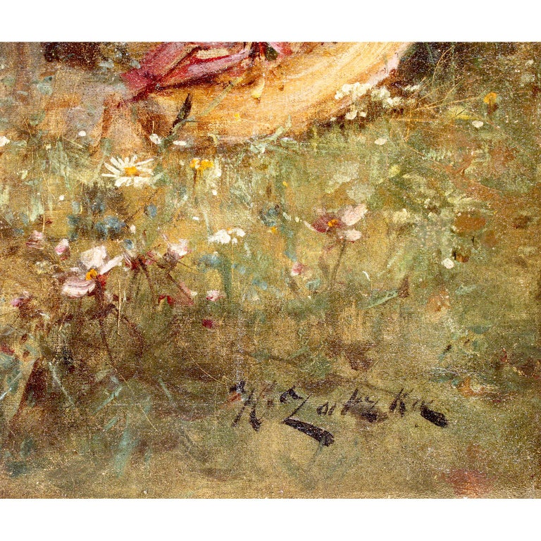 Hans Zatzka (Austrian, 1859-1945) A Very Fine Oil on Canvas "Spring ...