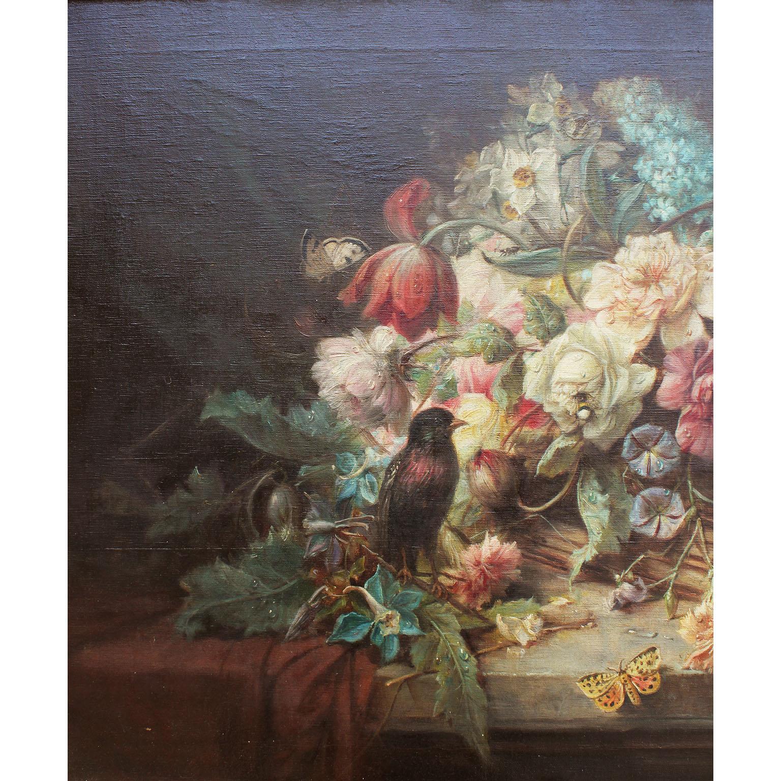 Hans Zatzka Oil on Canvas "Wicker Basket of Spring Flowers" For Sale at ...