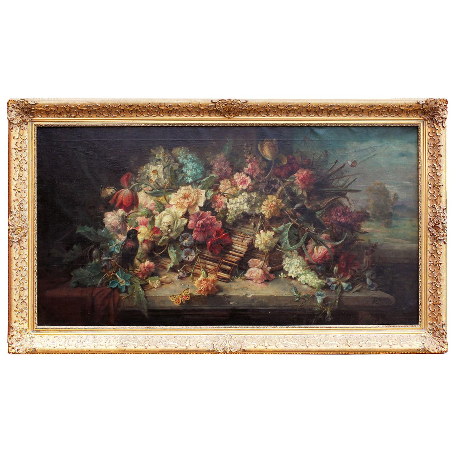 Hans Zatzka, Austrian Oil on Board Titled "Springtime" Maidens Picking ...