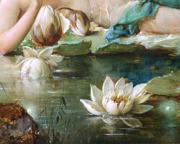 Hans Zatzka A Water Nymph 19th Century Oil Nude Female Figure In Landscape By Hans Zatzka