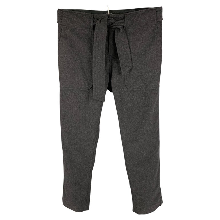 HANSEN Size L Charcoal Wool Polyester Belted Winter Trouser Pants For ...