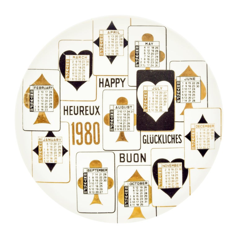 Happy 1980, Calendar Series by Piero Fornasetti, 1980 at 1stDibs
