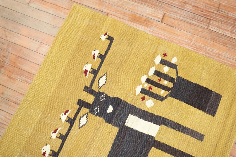 Happy Deer Pictorial Persian Kilim Wall Hanging For Sale at 1stDibs
