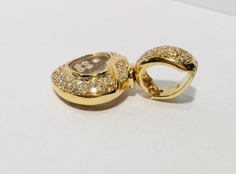 Happy Diamond Heart Enhancer Pendant Floating Diamonds 18 Karat Yellow ...